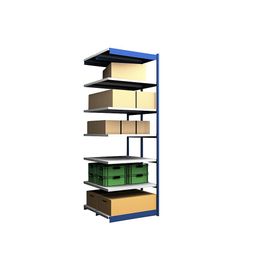 hofe Stabil-Steckregal, doppelseitig, Regalhöhe 3000 mm, blau/verzinkt, Bodenbreite 1025 mm, Anbauregal, Breite x Tiefe 1025 x 500 mm