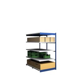hofe Stabil-Steckregal, doppelseitig, Regalhöhe 2000 mm, blau/verzinkt, Bodenbreite 1025 mm, Anbauregal, Breite x Tiefe 1025 x 800 mm