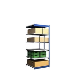 hofe Stabil-Steckregal, doppelseitig, Regalhöhe 2500 mm, blau/verzinkt, Bodenbreite 1025 mm, Anbauregal, Breite x Tiefe 1025 x 500 mm