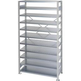 STEMO Steckregal für Regalkästen, HxB 2100 x 1000 mm, Grundregal, Tiefe 400 mm, ohne Kästen, Böden 11 Stk