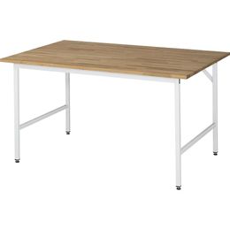Rau Arbeitstisch, höhenverstellbar, Gestell 30 x 30 mm, Buchenplatte massiv, BxT 1500 x 1000 mm, lichtgRau