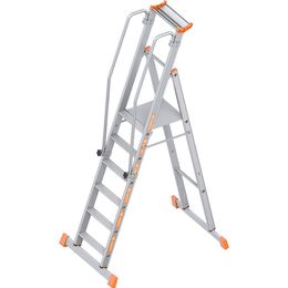 Layher Alu-Podestleiter, einseitig begehbar, klappbar, 6 Stufen