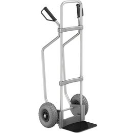 eurokraft pro Aluminium-Sackkarre mit Kufen, Schaufel-BxT 280 x 250 mm, schwarz, PU-Bereifung, ab 5 Stk