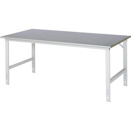 Rau Arbeitstisch, höhenverstellbar, Gestell 60 x 30 mm, Stahlblechplatte, BxT 2000 x 1000 mm, lichtgRau