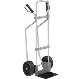 eurokraft pro Aluminium-Sackkarre mit Kufen, Schaufel-BxT 280 x 250 mm, schwarz, Vollgummibereifung, ab 5 Stk