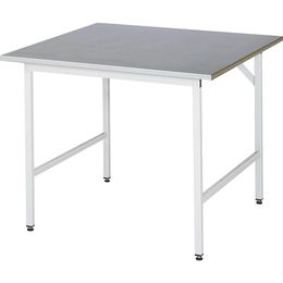 Rau Arbeitstisch, höhenverstellbar, Gestell 30 x 30 mm, Stahlblechplatte, BxT 1000 x 1000 mm