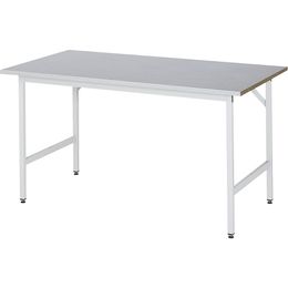 Rau Arbeitstisch, höhenverstellbar, Gestell 30 x 30 mm, Stahlblechplatte, BxT 1500 x 800 mm, lichtgRau