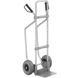 eurokraft pro Aluminium-Sackkarre mit Kufen, Schaufel-BxT 280 x 250 mm, Alu, PU-Bereifung, ab 5 Stk