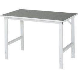 Rau Arbeitstisch, höhenverstellbar, Gestell 60 x 30 mm, Linoleumplatte, BxT 1250 x 800 mm, lichtgRau