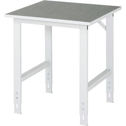 Rau Arbeitstisch, höhenverstellbar, Gestell 60 x 30 mm, Linoleumplatte, BxT 750 x 800 mm, lichtgRau