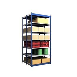 hofe Stabil-Steckregal, doppelseitig, Regalhöhe 3000 mm, blau/verzinkt, Bodenbreite 1325 mm, Grundregal, Breite x Tiefe 1325 x 600 mm