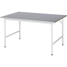 Rau Arbeitstisch, höhenverstellbar, Gestell 30 x 30 mm, Stahlblechplatte, BxT 1500 x 1000 mm, lichtgRau