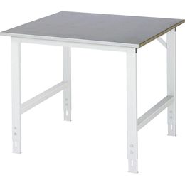 Rau Arbeitstisch, höhenverstellbar, Gestell 60 x 30 mm, Stahlblechplatte, BxT 1000 x 1000 mm, lichtgRau
