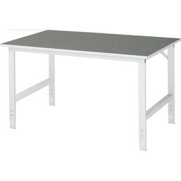 Rau Arbeitstisch, höhenverstellbar, Gestell 60 x 30 mm, Linoleumplatte, BxT 1500 x 1000 mm, lichtgRau