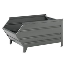 Heson Stapelbeh&auml;lter aus Stahlblech, mit Entnahme&ouml;ffnung, LxB 1200 / 1000 x 800 mm, grau