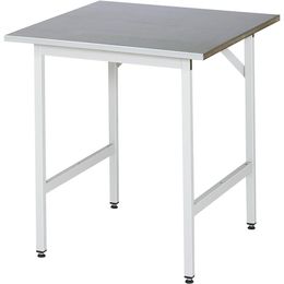 Rau Arbeitstisch, höhenverstellbar, Gestell 30 x 30 mm, Stahlblechplatte, BxT 750 x 800 mm, lichtgRau