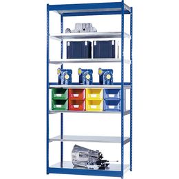 hofe Stabil-Steckregal, einseitig, Regalhöhe 3000 mm, blau/verzinkt, Bodenbreite 1325 mm, Grundregal, Breite x Tiefe 1325 x 400 mm