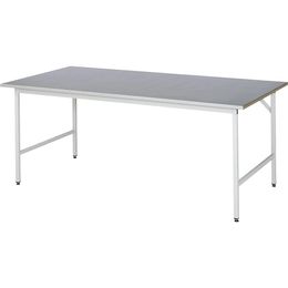 Rau Arbeitstisch, höhenverstellbar, Gestell 30 x 30 mm, Stahlblechplatte, BxT 2000 x 1000 mm, lichtgRau
