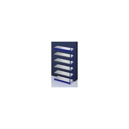 hofe Stabil-Steckregal, einseitig, Regalhöhe 2500 mm, blau/verzinkt, Bodenbreite 1325 mm, Anbauregal, Breite x Tiefe 1325 x 500 mm