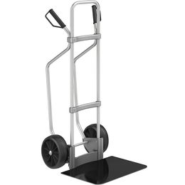 eurokraft pro Aluminium-Sackkarre mit Kufen, Schaufel-BxT 450 x 500 mm, schwarz, Vollgummibereifung, ab 5 Stk
