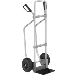 eurokraft pro Aluminium-Sackkarre mit Kufen, Schaufel-BxT 280 x 250 mm, schwarz, Luftbereifung, ab 5 Stk