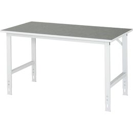 Rau Arbeitstisch, höhenverstellbar, Gestell 60 x 30 mm, Linoleumplatte, BxT 1500 x 800 mm, lichtgRau