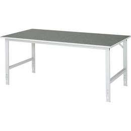 Rau Arbeitstisch, höhenverstellbar, Gestell 60 x 30 mm, Linoleumplatte, BxT 2000 x 1000 mm, lichtgRau