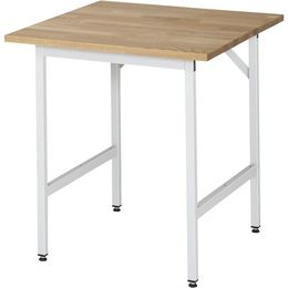 Rau Arbeitstisch, höhenverstellbar, Gestell 30 x 30 mm, Buchenplatte massiv, BxT 750 x 800 mm, lichtgRau