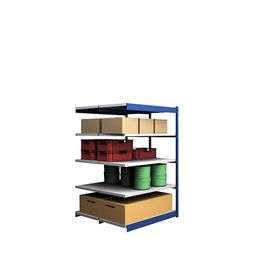hofe Stabil-Steckregal, doppelseitig, Regalhöhe 2000 mm, blau/verzinkt, Bodenbreite 1325 mm, Anbauregal, Breite x Tiefe 1325 x 600 mm