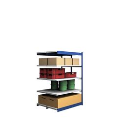 hofe Stabil-Steckregal, doppelseitig, Regalhöhe 2000 mm, blau/verzinkt, Bodenbreite 1325 mm, Anbauregal, Breite x Tiefe 1325 x 500 mm