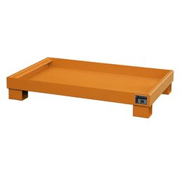eurokraft pro Stahl-Auffangwanne, LxBxH 800 x 1300 x 205 mm, lackiert orange RAL 2000, ohne Gitterrost