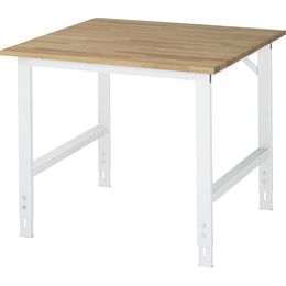 Rau Arbeitstisch, höhenverstellbar, Gestell 60 x 30 mm, Buchenplatte massiv, BxT 1000 x 1000 mm, lichtgRau