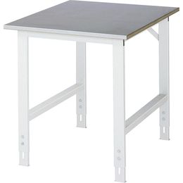 Rau Arbeitstisch, höhenverstellbar, Gestell 60 x 30 mm, Stahlblechplatte, BxT 750 x 1000 mm, lichtgRau