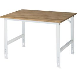 Rau Arbeitstisch, höhenverstellbar, Gestell 60 x 30 mm, Buchenplatte massiv, BxT 1250 x 1000 mm, lichtgRau