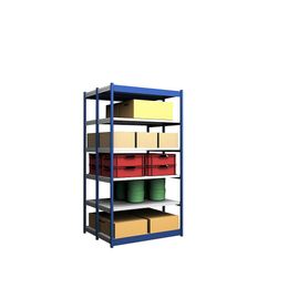 hofe Stabil-Steckregal, doppelseitig, Regalhöhe 2500 mm, blau/verzinkt, Bodenbreite 1325 mm, Grundregal, Breite x Tiefe 1325 x 500 mm