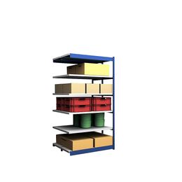 hofe Stabil-Steckregal, doppelseitig, Regalhöhe 2500 mm, blau/verzinkt, Bodenbreite 1325 mm, Anbauregal, Breite x Tiefe 1325 x 500 mm