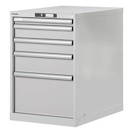 LISTA Werkbank-Baukastensystem, Unterbauschrank, Höhe 800 mm, 5 Schubladen, lichtgrau