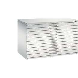 C+P Zeichnungsschrank, DIN A1, 10 Schubladen, Höhe 760 mm, lichtgrau