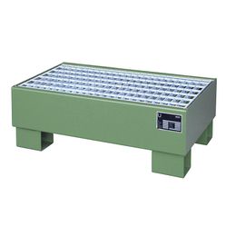 eurokraft pro Stahl-Auffangwanne, LxBxH 800 x 500 x 290 mm, lackiert grün RAL 6011, mit Gitterrost