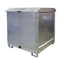 eurokraft pro Gefahrstoffdepot, mit 2 Flügeltüren und Staplertaschen, für 4 x 200-l-Fässer, verzinkt