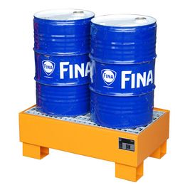 eurokraft pro Stahl-Auffangwanne, LxBxH 800 x 500 x 290 mm, lackiert orange RAL 2000, mit Gitterrost
