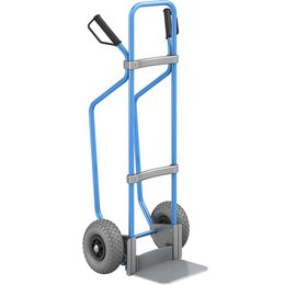 eurokraft pro Sackkarre mit Kufen, blau, Schaufel-BxT 280 x 250 mm, verzinkt, PU-Bereifung, ab 5 Stk