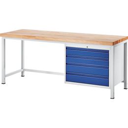 Rau Werkbank, Gestellbauweise, 4 Schubladen Größe XL, Tiefe 700 mm, Breite 1000 mm