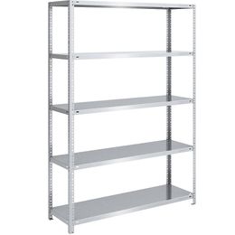 eurokraft pro Schraubregal, Bauart leicht, verzinkt, Regalhöhe 2000 mm, Bodenbreite 1300 mm, Tiefe 500 mm, Grundregal