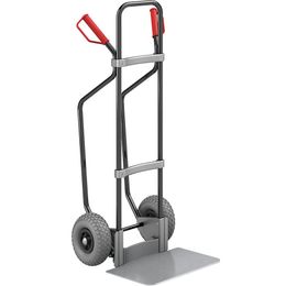 eurokraft pro Sackkarre mit Kufen, schwarz, Schaufel-BxT 450 x 350 mm, verzinkt, PU-Bereifung, ab 5 Stk