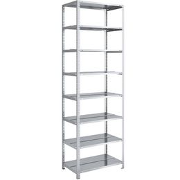 hofe Akten-Schraubregal, verzinkt, Regalhöhe 2550 mm, doppelseitig, Grundregal, Breite x Tiefe 750 x 600 mm