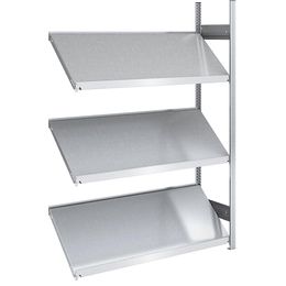 hofe Schrägboden-Regal, Regalhöhe 2000 mm, Bodenbreite 1300 mm, Anbauregal, verzinkt