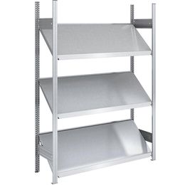 hofe Schrägboden-Regal, Regalhöhe 2000 mm, Bodenbreite 1300 mm, Grundregal, verzinkt