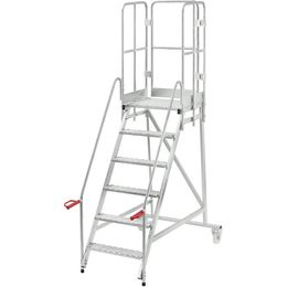 eurokraft pro Mobile Podestleiter, feuerverzinkt, 6 Stufen