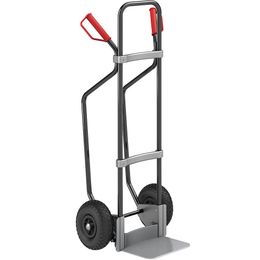 eurokraft pro Sackkarre mit Kufen, schwarz, Schaufel-BxT 280 x 250 mm, verzinkt, Luftbereifung, ab 5 Stk